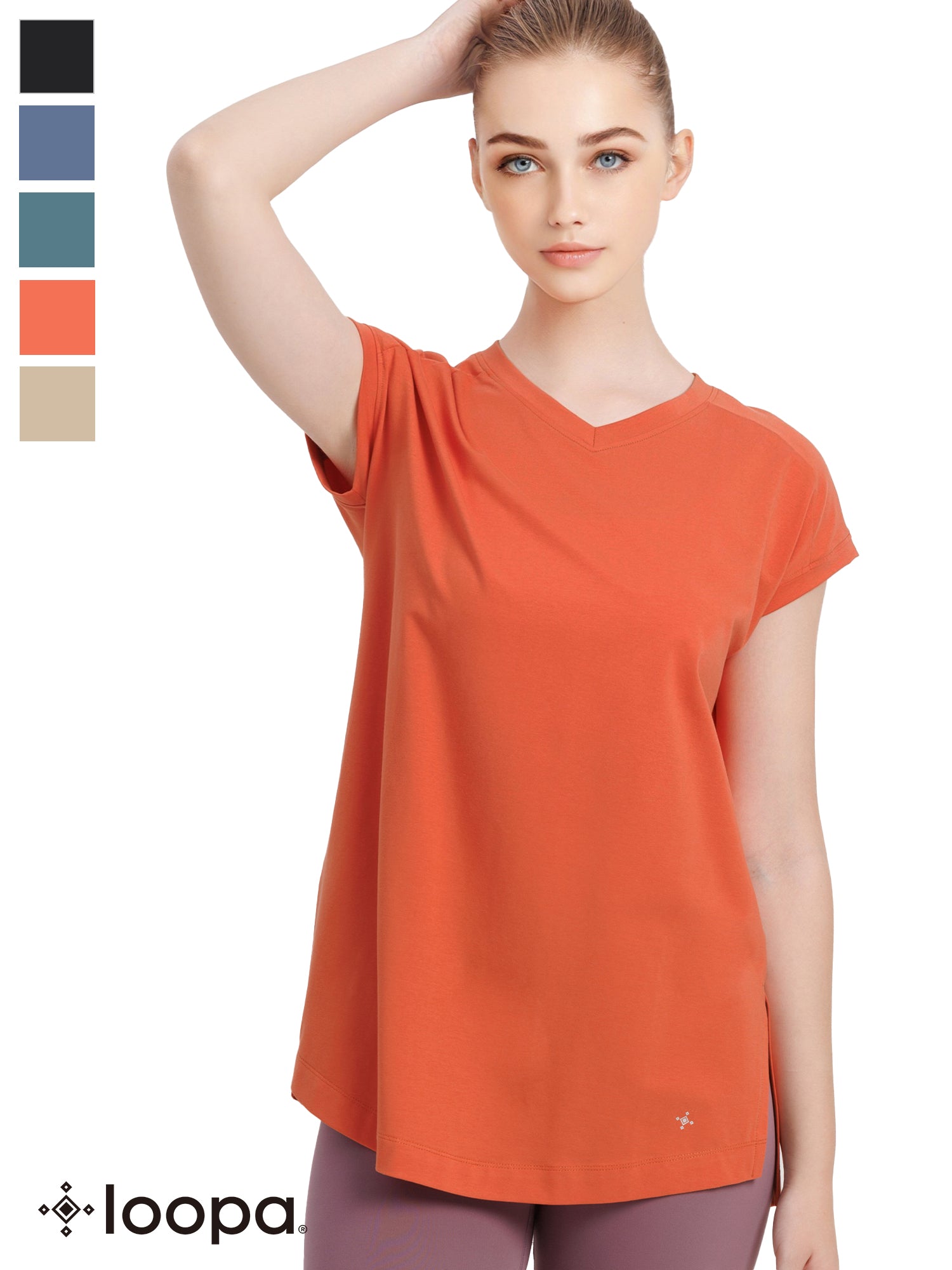 [Loopa] ルーパ Vネックフレンチトップ /ヨガウェア Tシャツ 23SS – Puravida ビジネスストア