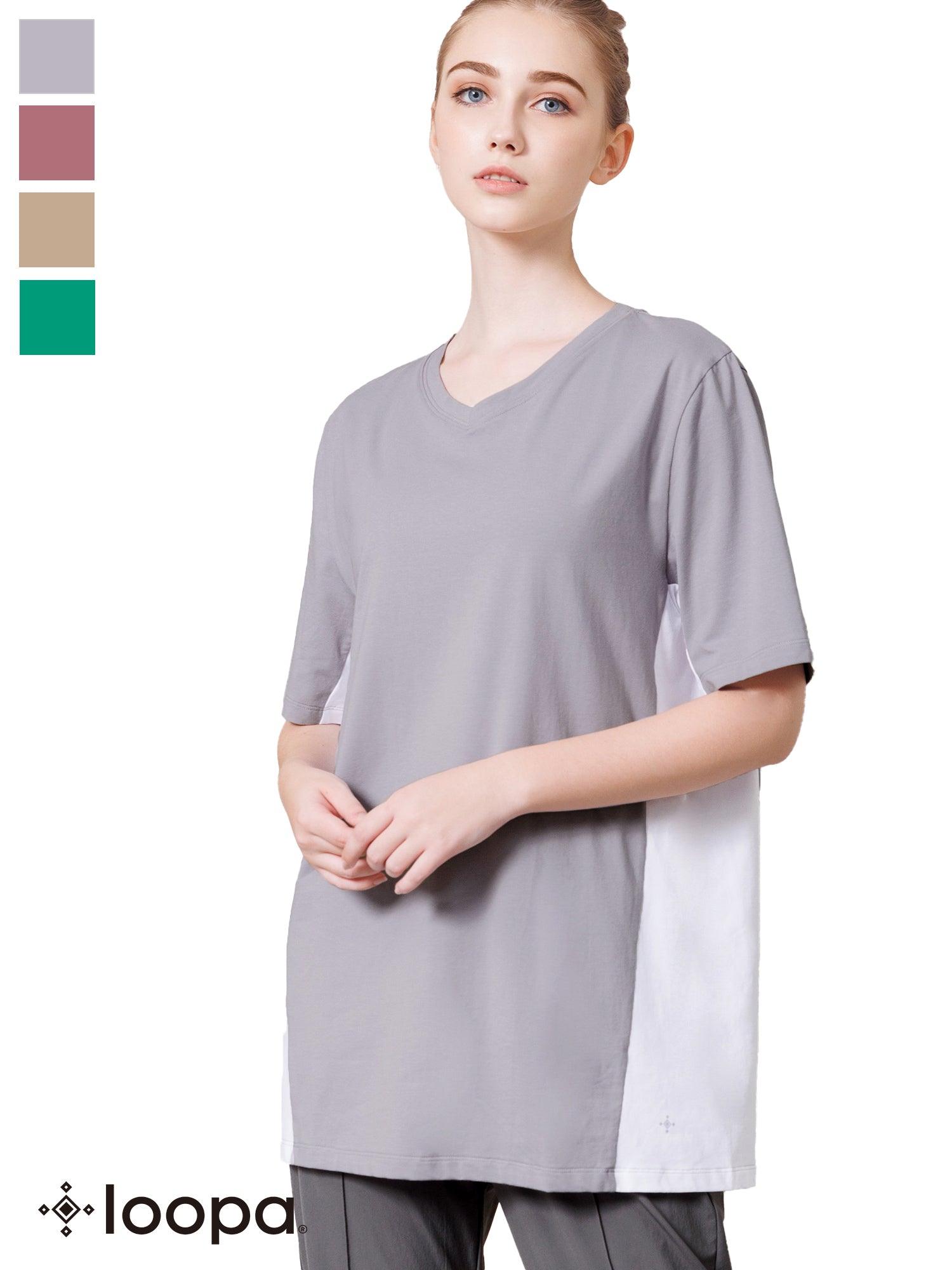 [Loopa] コンビ VネックTee ヨガトップス / ヨガウェア 23SS - Puravida! プラヴィダ ヨガ フィットネスショップ – Puravida ビジネスストア