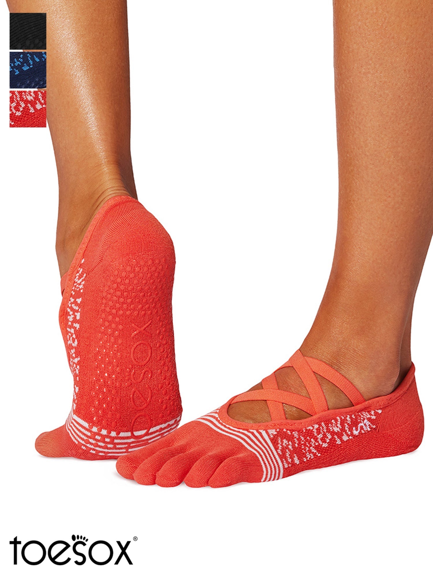 [TOESOX] Low Rise tec (Full-Toe) Grip Socks / Yoga Socks with Anti-Slip ...